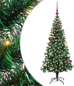 Umělý osvětlený vánoční stromeček Zelená 150 cm PVC a kov 3396757