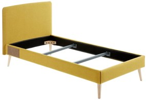 OnaDnes -20% Hořčicově žlutá látková jednolůžková postel Kave Home Dyla 90 x 190 cm