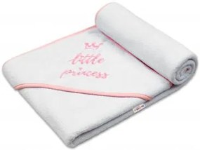 Baby Nellys Dětská termoosuška s kapucí 100 x 100 cm Princess Bílá/růžová