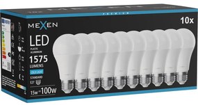 Mexen Nova 10x LED žárovka E27, A60, 15W, Studená - 6500K, 1575 lm - L100-E27-1565-01x10