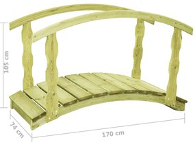 vidaXL Marketos Můstek se zábradlím 170 x 74 x 105 cm impregnovaná borovice