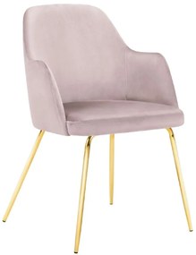 OnaDnes -20% Růžová sametová jídelní židle MICADONI CHAYA