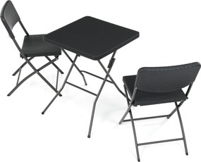 Zahradní set LITTLE 1+2 - šedý plast / šedá kovová konstrukce