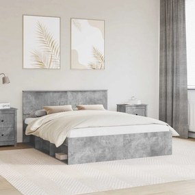 Rám postele s čelo Beton 160 x 200 cm Masivní borové dřevo 3410576