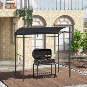 Outsunny altán na grilování stříška na grilování UV odolná voděodolná s háčky ocelový rám polyester šedá 215 x 150 x 174/220 cm pro zahradu a terasu …