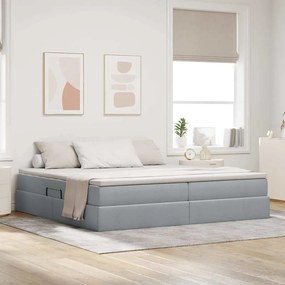 Postel s úložným prostorem a matrací Světle šedá 200 x 200 cm 3370248