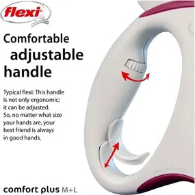 FLEXI Vodítko Comfort Plus M červené / Pásek 5 m / Samonavíjecí / Pro