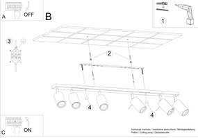 Sollux SL.0334 - Bodové svítidlo RING 6L 6xGU10/10W/230V černá