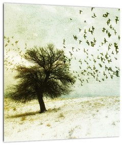 Obraz - Malované hejno ptáků (30x30 cm)