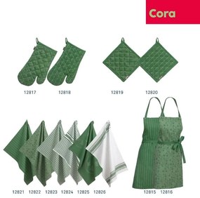 KELA Zástěra Cora 100% bavlna světle zelené/zelené pruhy 80,0x67,0cm KL-12815