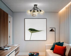 BERGE Závěsná lampa LOFT - 4x E27 - malá dřevěná koule