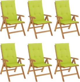Skládací polohovací křesla s polštáři, 6 ks, masivní teak 3196504