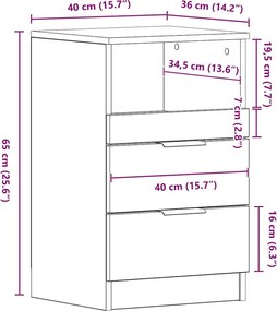 vidaXL Noční stolky 2 ks 40 x 36 x 65 cm kompozitní dřevo [856845] Barva: dub artisan
