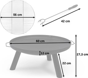 Zahradní ohniště s roštem 60 cm Berdsen BD-881