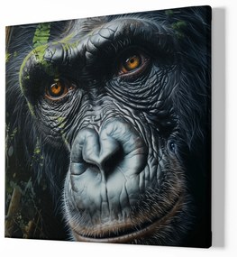 Obraz na plátně - Gorila, Přítel z džungle, Makro portrét, Králové divočiny FeelHappy.cz Velikost obrazu: 120 x 120 cm