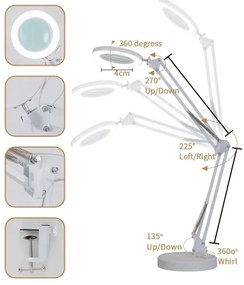 Brilagi - LED Stmívatelná stolní lampa s lupou LED/12W/5V 3000/4200/6000K bílá