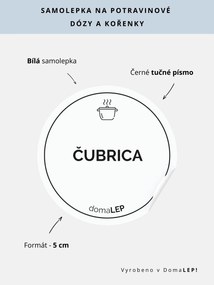 Samolepka na kořenky ČUBRICA bílá 5 cm tučné písmo