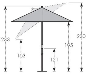 ACTIVE 210x140 cm - slunečník s automatickým naklápěním klikou 846