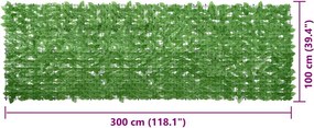 Balkónová zástěna se zelenými listy 300 x 100 cm 315499
