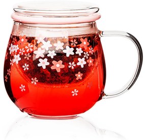 4Home Skleněný hrnek Sakura Hot&Cool se sítkem 400 ml