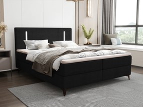 Manželská postel 160 cm Ortega Bonell (černá) (s roštem, s úl. prostorem) (s LED osvětlením). 1082634