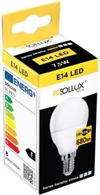 Neutrální bílá LED žárovka E14, 7,5 W – Sollux
