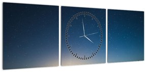 Obraz - Noční nebe nad cestou (s hodinami) (90x30 cm)