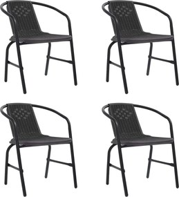 vidaXL Zahradní židle 4 ks plastový ratan a ocel 110 kg [3107703]