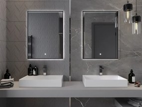 Mexen Erma koupelnové zrcadlo s osvětlením 60 x 80 cm, LED 6000K, antifog, černý rám - 9814-060-080-611-70