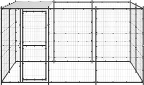 vidaXL Venkovní psí kotec se střechou pozinkovaná ocel 7,26 m² [3082293] Barva: Stříbrná