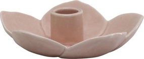 Růžový masivní keramický svícen ve tvaru květu Massy - Ø 13*3,5 cm