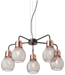 Redo 01-1580 - Lustr na lanku EDISON 5xE27/42W/230V pr. 53 cm černá/měděná