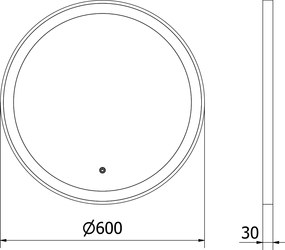 Kulaté zrcadlo MEXEN ESSO 60 cm s černým okrajem - s LED podsvícením a vyhříváním, 9825-060-060-611-70