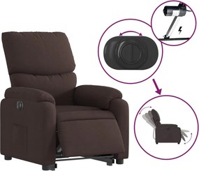 Elektrické zvedací polohovací křeslo tmavě hnědé textil 3204853