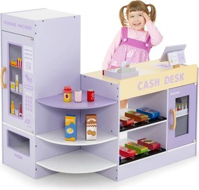 Costway Dětský obchod dřevěný obchod s bočním pultem – 89 × 57 × 80 cm