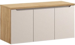 Závěsná skříňka Luxor Beige s deskou a umyvadly 120 cm dub olejovaný/béžová