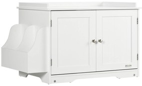 Skříňka pro kočky PawHut s nastavitelnou přepážkou a magnetickými dvířky, bílá 86x48x52cm pro stylové bydlení koček | Aosom.de