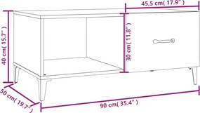 vidaXL Konferenční stolek 90 x 50 x 40 cm kompozitní dřevo [812667] Barva: kouřový dub