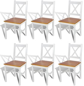 Petromila Jídelní židle 6 ks bílé borové dřevo
