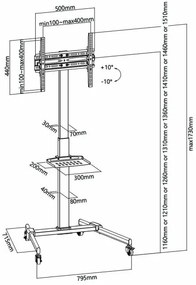 Nedis TVSM5100BK - Podlahový stojan pro TV 32-55" černá