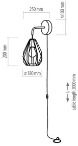 Nástěnné svítidlo BRYLANT BLACK 1xE27/60W/230V
