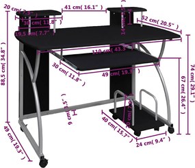 Počítačový stůl černý 110 x 52 x 88,5 cm kompozitní dřevo 20582