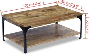 vidaXL Konferenční stolek z mangovníkového dřeva 100x60x38 cm [243341]