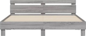 Rám postele s čelem šedý sonoma 200 x 200 cm kompozitní dřevo 3207397