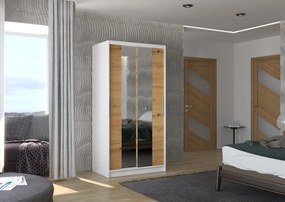 Šatní skříň s posuvnými dveřmi Iness - 100 cm Barva: Bílá/Dub