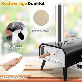 Costway Venkovní pec na pizzu z nerezové oceli s kamenem na pizzu a lopatkou