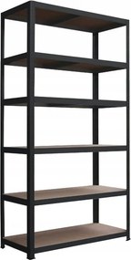 Fistar Regál 220x90x40 cm kovový lakovaný 6-policový, nosnost 1050 kg - ČERNÝ