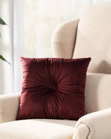 Sametový polštář Velvet s knoflíkem barva červená látka lesklé, sametová