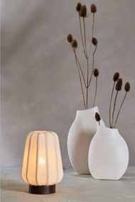 Bílá kovová stolní lampa s textilním stínidlem (výška 29 cm) Bibia – Light &amp; Living