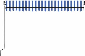 Ručně zatahovací markýza s LED světlem 400 x 350 cm modrobílá 3069181